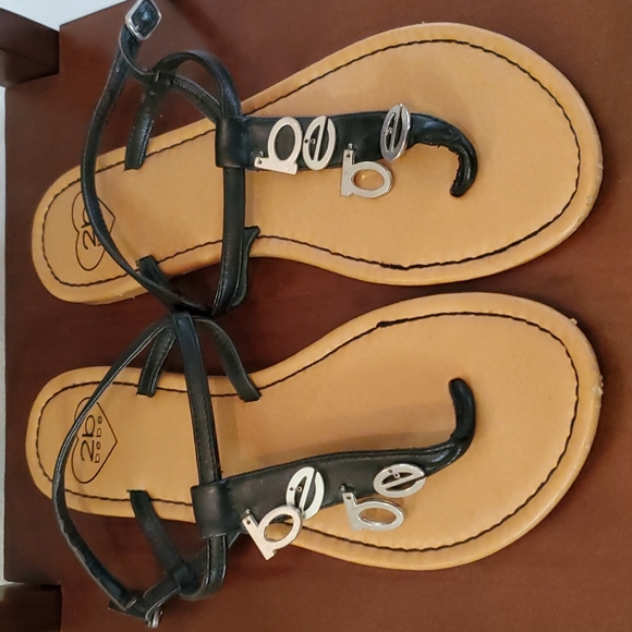 2B Bebe | Shoes | Bebe Letter Dangle Charm Sandals 89 | Poshmark